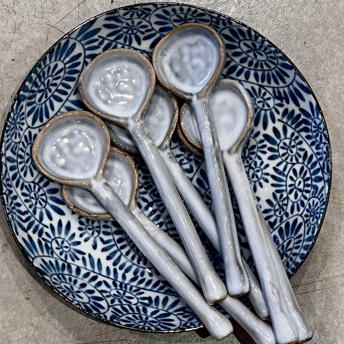 Indigo Ceramic Spoon – Road Less Taken 2076